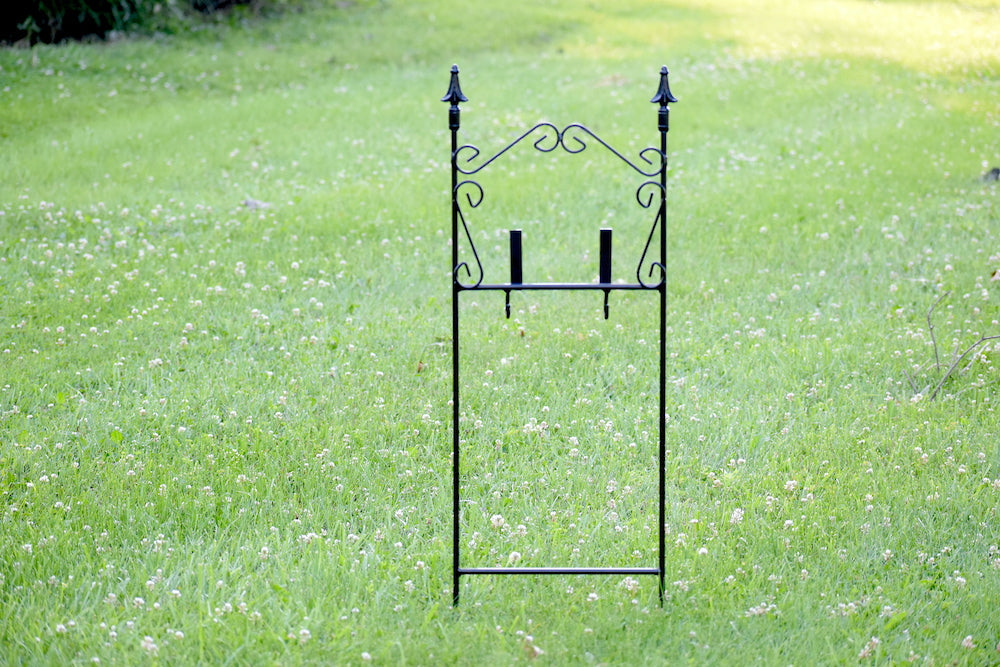 31” tall double finial slate or sign holder for 12” wide slates with a ...