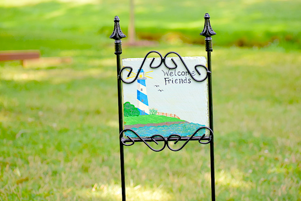 27" Tall Double Finial Slate or Sign Holder - for 8" Wide Slates or Si ...