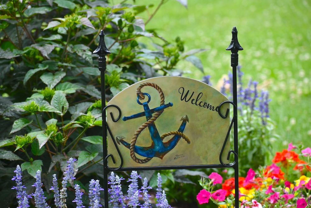 31" Tall Custom Swirl Double Finial Slate Holder For 12" Slates withou ...