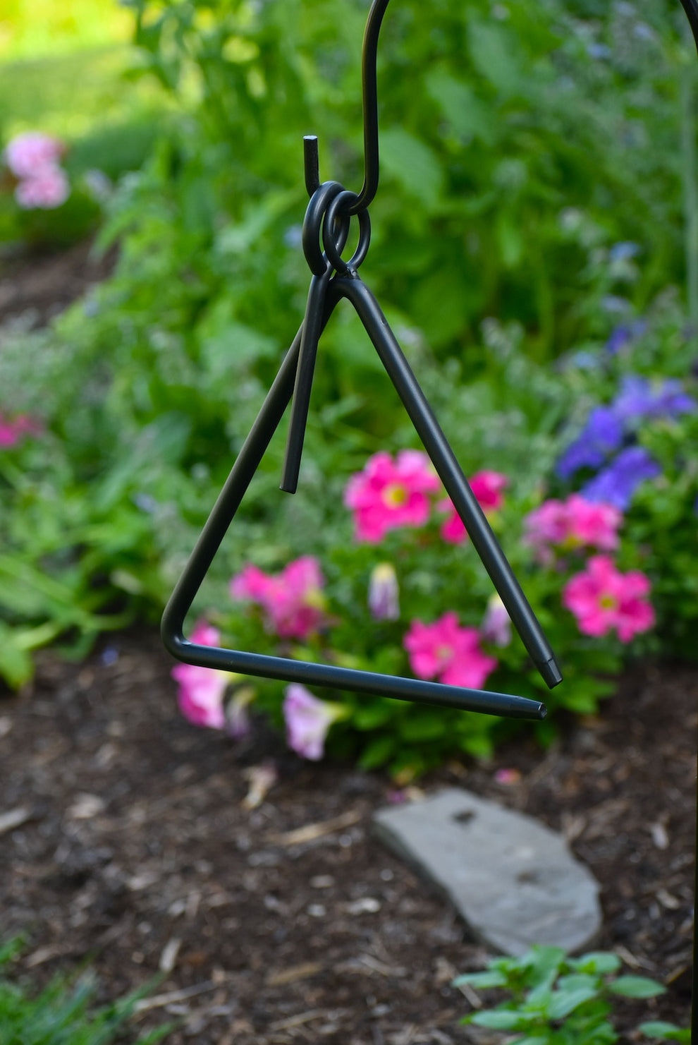 Hand forged Triangle Dinner Bell 11" Wrought Iron Gong – Garden Path PA