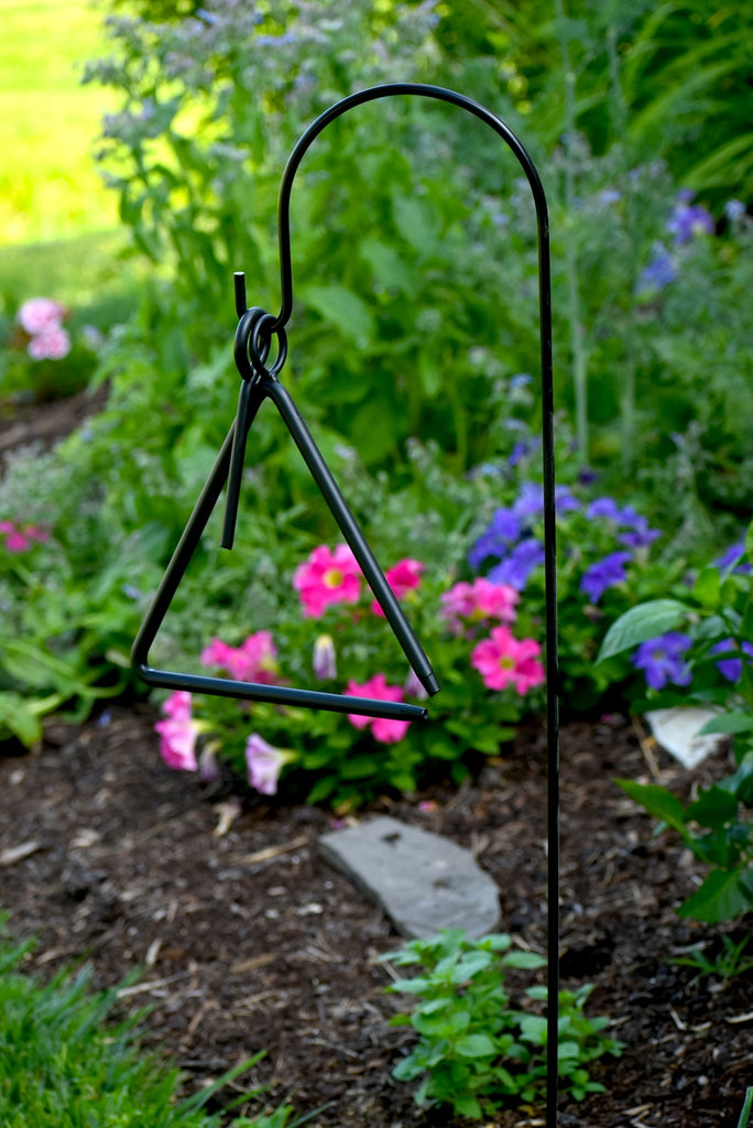 Hand forged Triangle Dinner Bell 11" Wrought Iron Gong – Garden Path PA